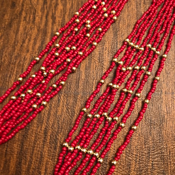 Charlotte Russe | Jewelry | Multilayer Necklace Red | Poshmark